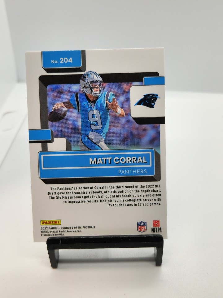 2022 Panini Donruss Optic Matt Corral Rated Rookie #204 Carolina Panthers | eBay