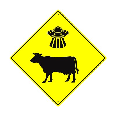 UFO Cow Cattle Abduction Xing Crossing Funny Road Decor Diamond ...