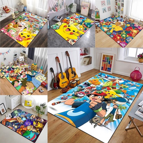 NEW Pikachu 3D Floor Rug Carpet Bedroom Doormat Living Room Door Mat ...