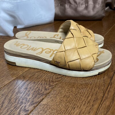 Sam Edelman Adaley Woven Slide Sandal Womens 7.5 Leather Slip On Shoe ...