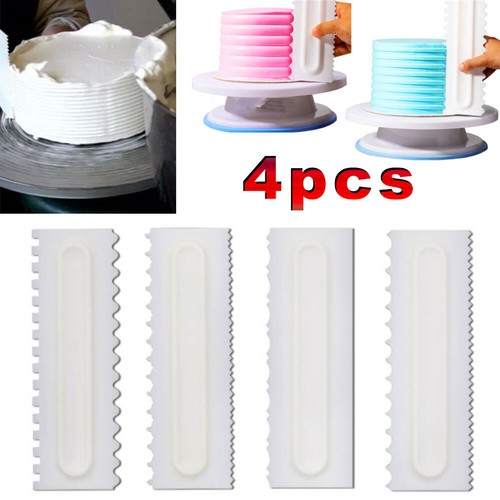 4X Edge Side Smoother Stripes Frosting Comb Pastry Cake Scraper Cake ...