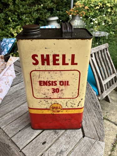 Very Rare Shell Ensis Oil Vintage Oil Tin Can 1 Gallon Very Good ...
