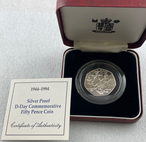1994 United Kingdom Silver Proof D-Day 50p in Original Box - Royal Mint ...