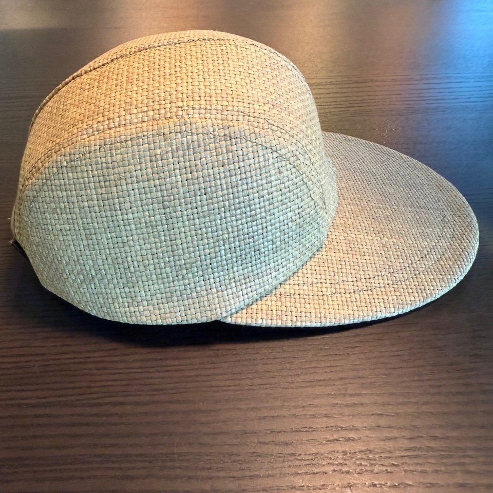 Lands' End Straw Baseball Cap Beige Adjustable Strap Summer Beach Sun ...