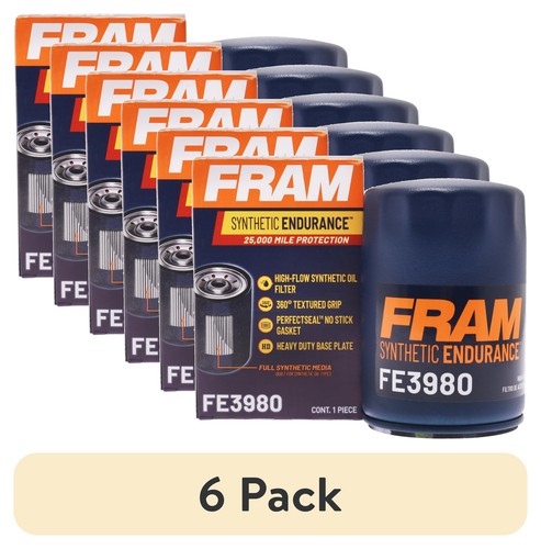 6 Pack FRAM Synthetic Endurance Premium Oil Filter FE3980 25K Mile ...