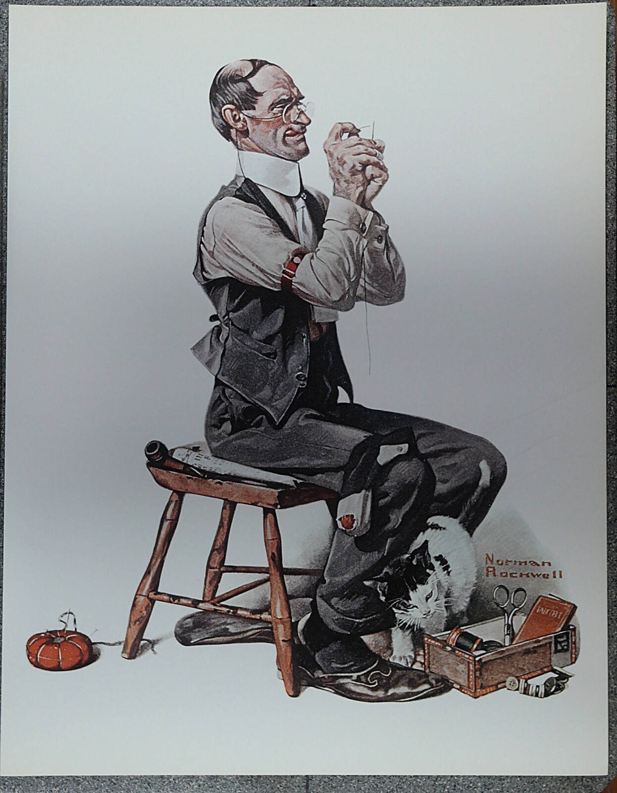 Norman Rockwell 50 Favorites Poster "Man threading a Needle"1922 | eBay