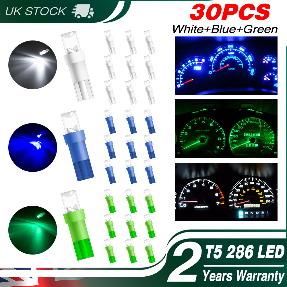 30 x LED 286 DASHBOARD SMALL CAPLESS WEDGE 12V 1.2W DASH PANEL LIGHT ...
