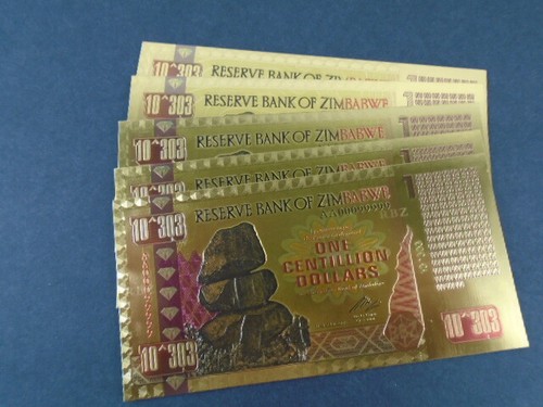 Zimbabwe ONE Centillion Dollars 10 Beautiful Souvenir Red & Gold ...