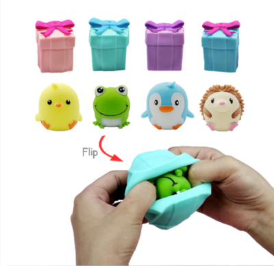 Fidget Toys Flip Gift Box Cute Pet Pinch Animal Silicone Toy Expression ...