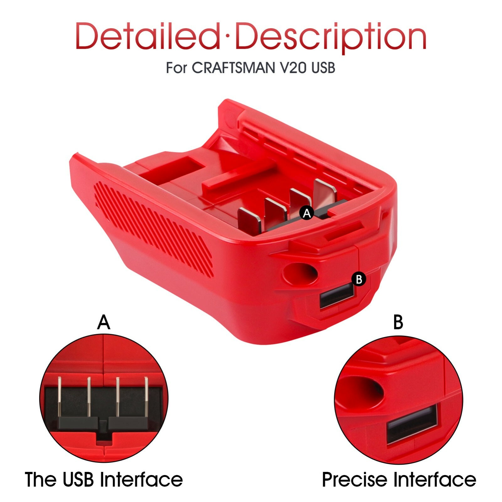 USB Power Source Adapter For Craftsman 20V Li-Ion Battery CMCB002B ...