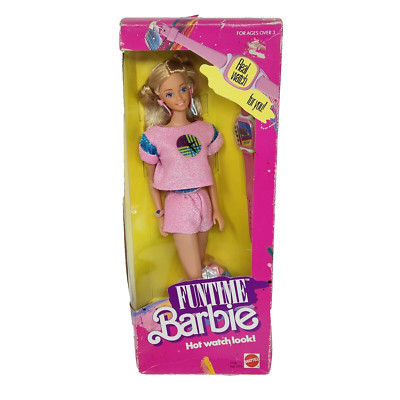 VINTAGE 1986 FUNTIME BARBIE DOLL HOT WATCH LOOK MATTEL NEW IN BOX ...