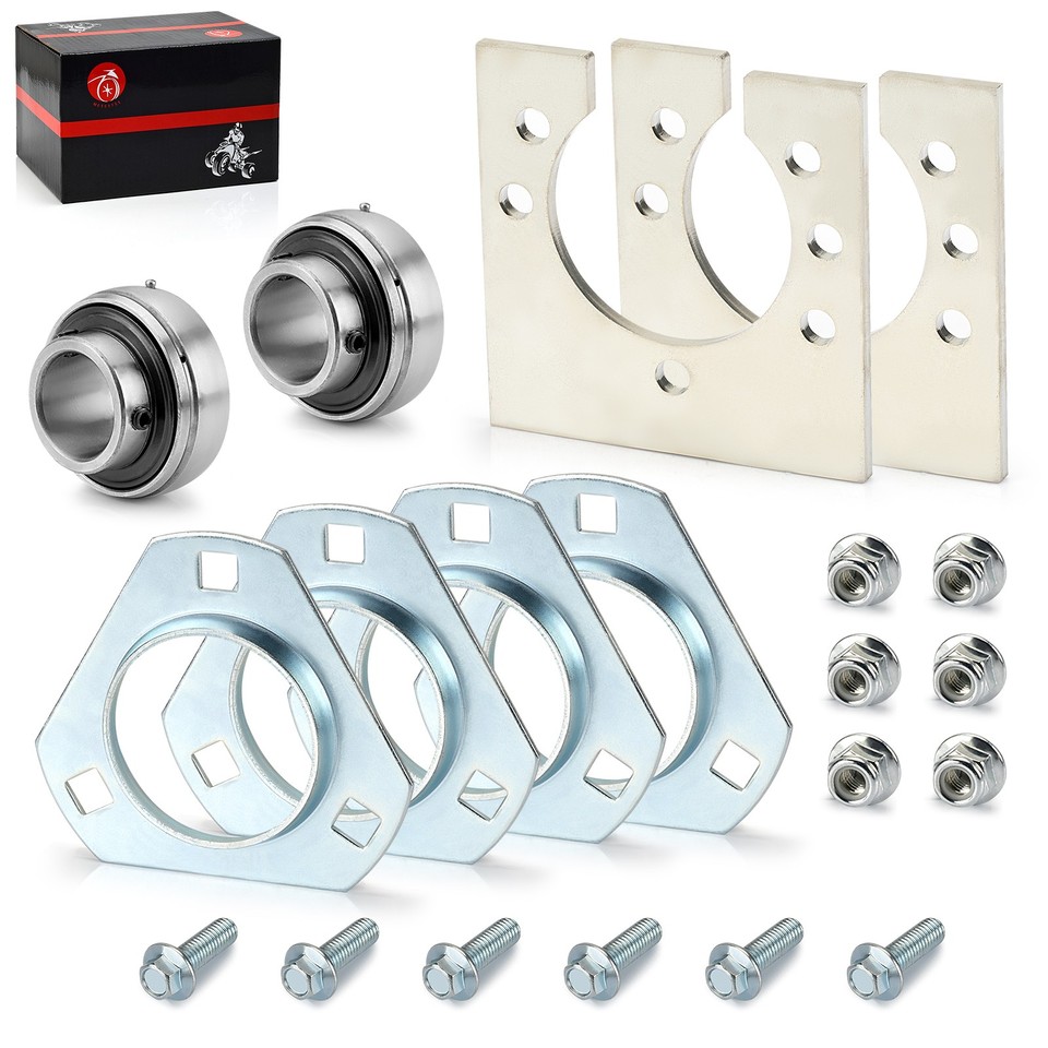 1" Live Axle Bearing Kit 3 Hole Flangettes Mount Hangers For Go Kart ...