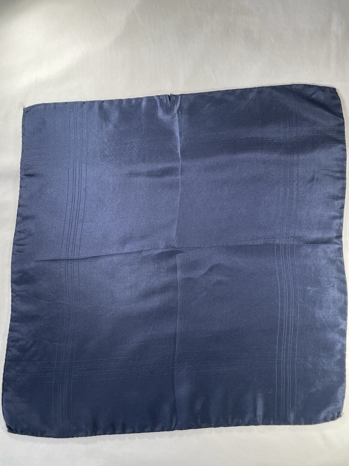 Vintage navy blue silk pocket square/handkerchief - hand-rolled ...