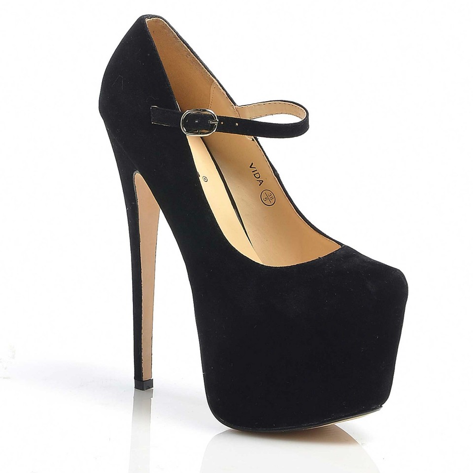 Womens Stiletto Platform High Heels Ladies Ankle Strap Wedding Prom ...