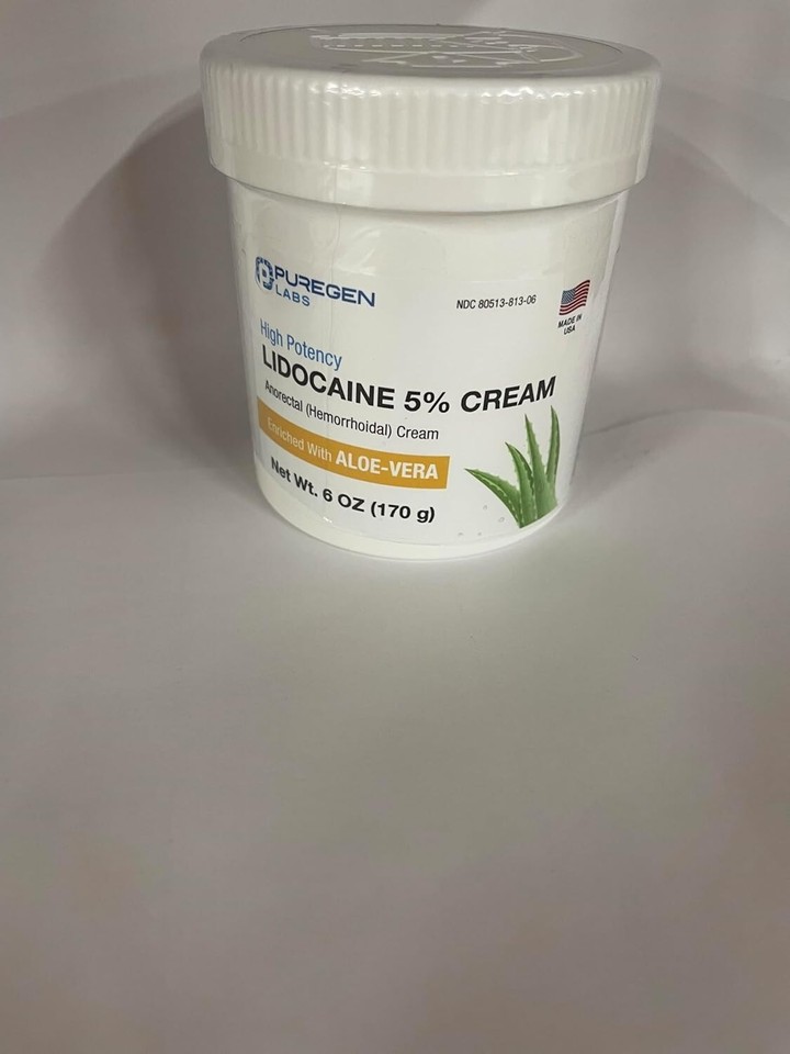 Puregen Pain Relief 5% Hemorrhoidal Cream W/Aloe Vera 6oz/170g. Exp 12/ ...