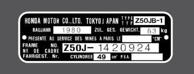 HONDA Z50J HEADTUBE / FRAME DECAL 1980 thru | eBay