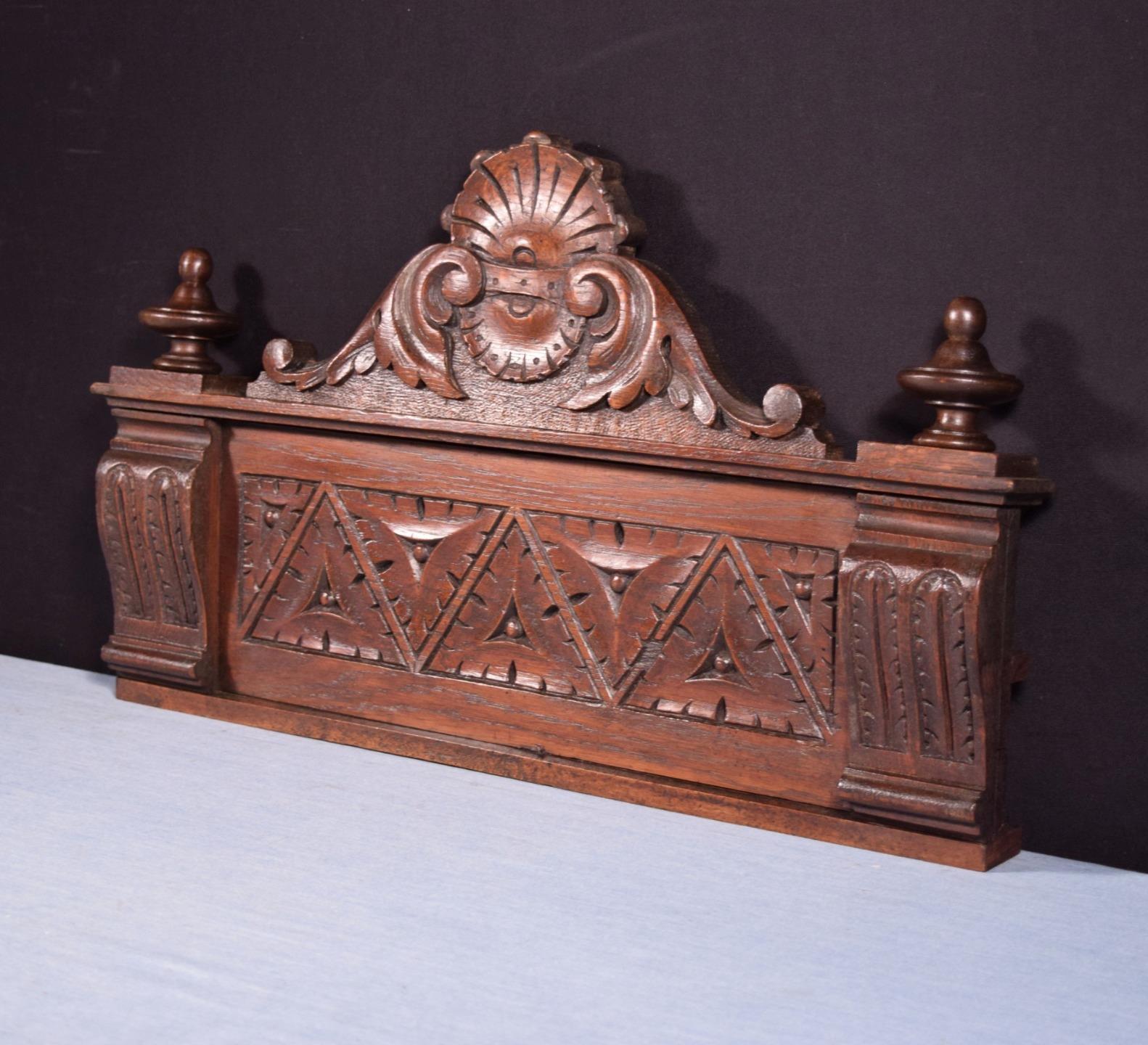 22" Wide Antique French Crest/Pediment/Crown in Solid Oak Carved Wood ...