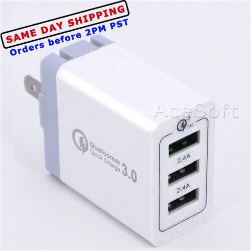 3-Port QC3.0 Travel Home Adapter Charger for U.S. Cellular ZTE Blade ...