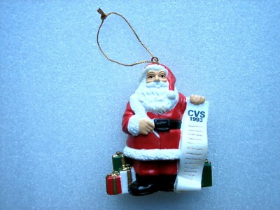 CVS 1993 Santa Claus w/List Christmas Ornament -Hard Plastic By Flambro ...