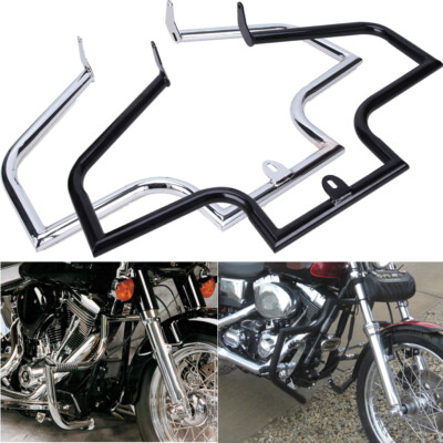 Chrome/ Black Engine Guard Crash Bar For Harley Fatboy FLSTF Softail ...