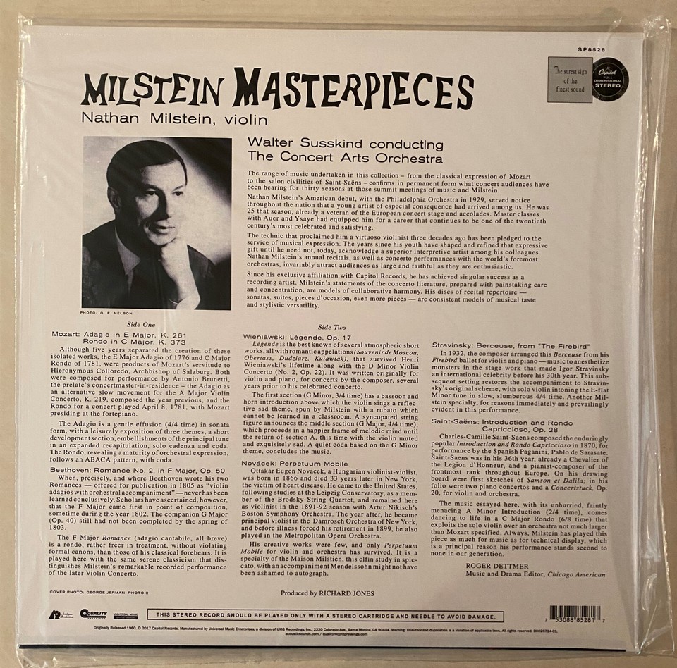 NATHAN MILSTEIN Masterpieces Susskind Analogue Productions 180 gram ...