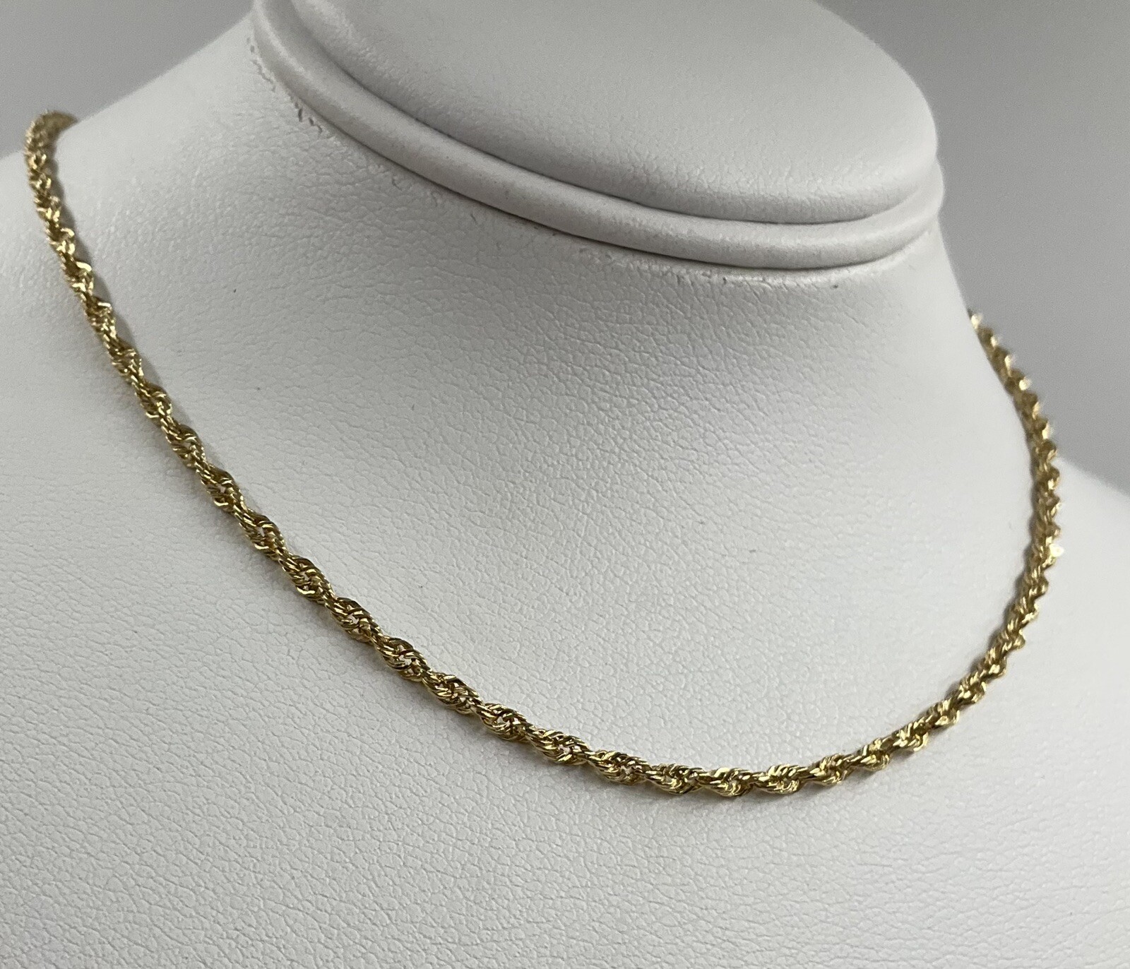 14K YELLOW GOLD 1.9MM ROPE CHAIN NECKLACE 16.5" | eBay