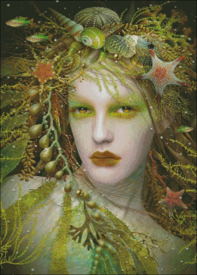 Sea Nymph - Chart Counted Cross Stitch Patterns Needlework DIY DMC ...