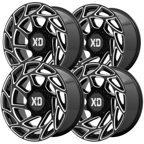 (Set of 4) XD Series XD860 Onslaught 22x12 5x5" -44mm Black/Milled ...
