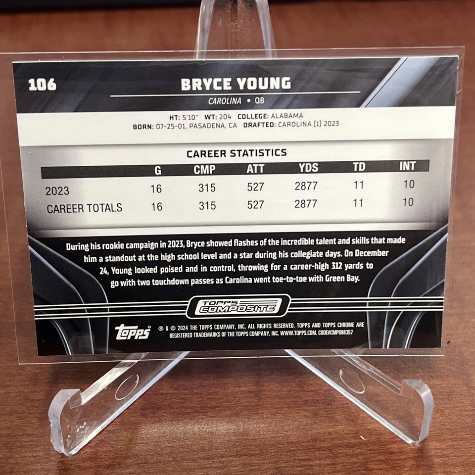2023 Topps Composite #106 Bryce Young Topps Chrome Black Rookie ...