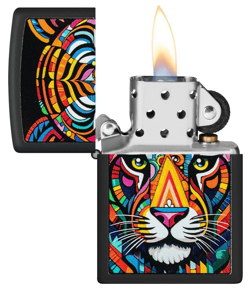 Zippo Tiger Stripes Design Black Matte Windproof Pocket Lighter, 46235 ...