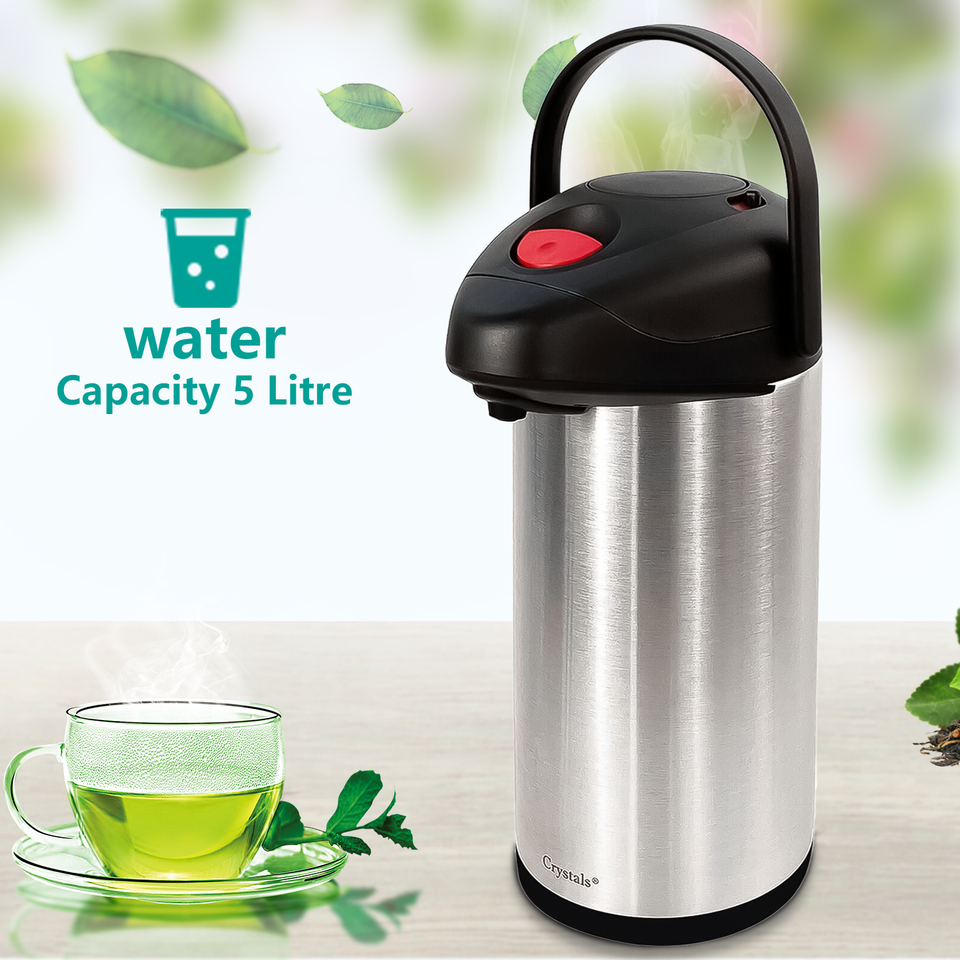 3L/5L Tea Coffee Air Pot Flask Pump Action Vacuum Insulated Carry ...