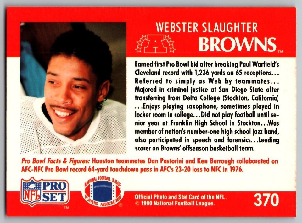 1990 PRO SET WEBSTER SLAUGHTER CLEVELAND BROWNS #370 | eBay