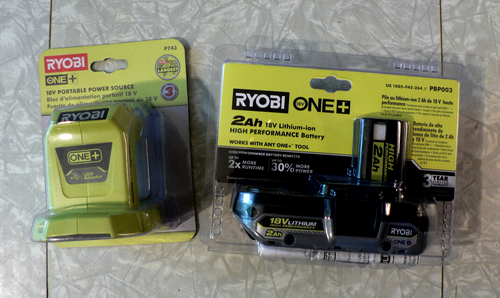 NEW Ryobi P743 18V Portable Power Source and PBP003 2Ah Lithium-Ion ...