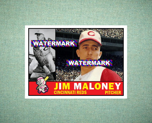 Jim Maloney Cincinnati Reds 1960 Style Custom Baseball Art Card | eBay