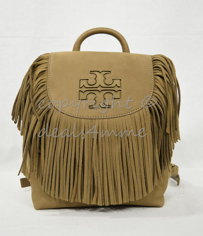 NWT Tory Burch Harper Fringe Suede Mini Backpack in Otter Brown OR Tory ...