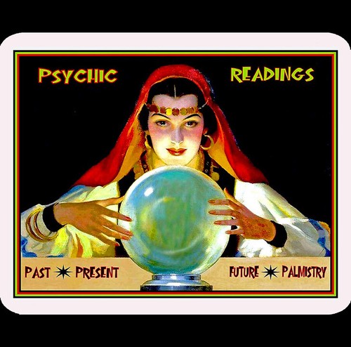 Witch Metal Sign 10x8 Gypsy Fortune Teller Sitting Crystal Ball Psychic ...