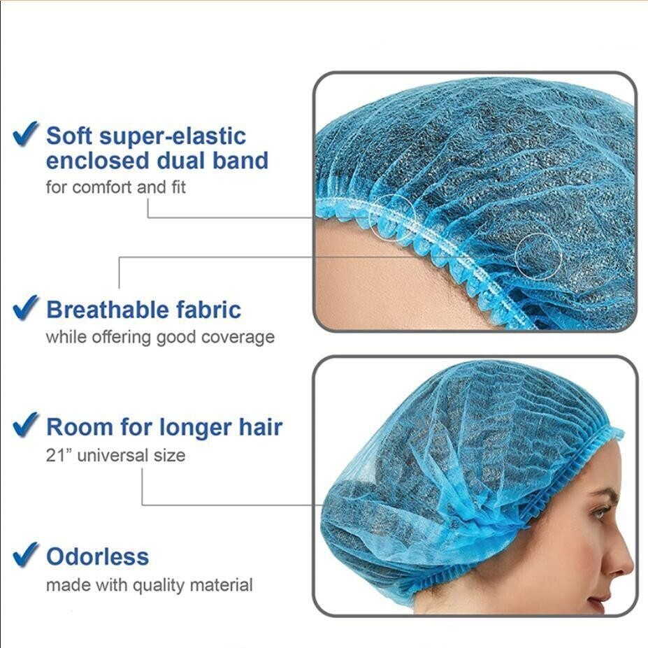 100pcs Disposable Hair Net Bouffant Cap for Kitchen Medical Non Woven ...
