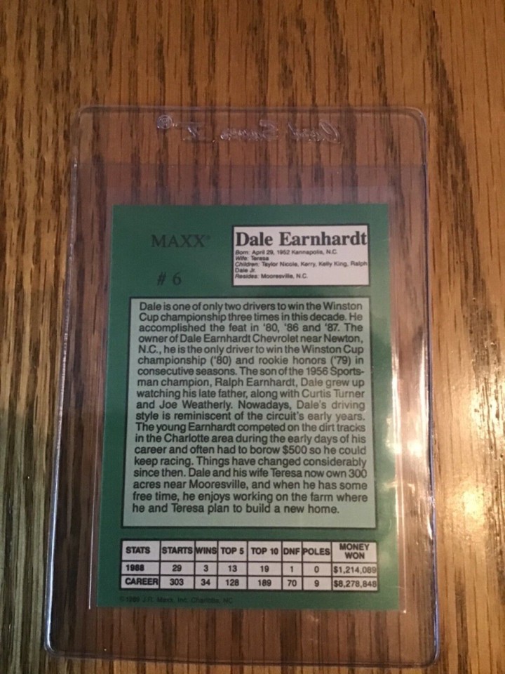 ROOKIE CARD 1989 DALE EARNHARDT SR Maxx Special CRISCO EDITION NASCAR ...
