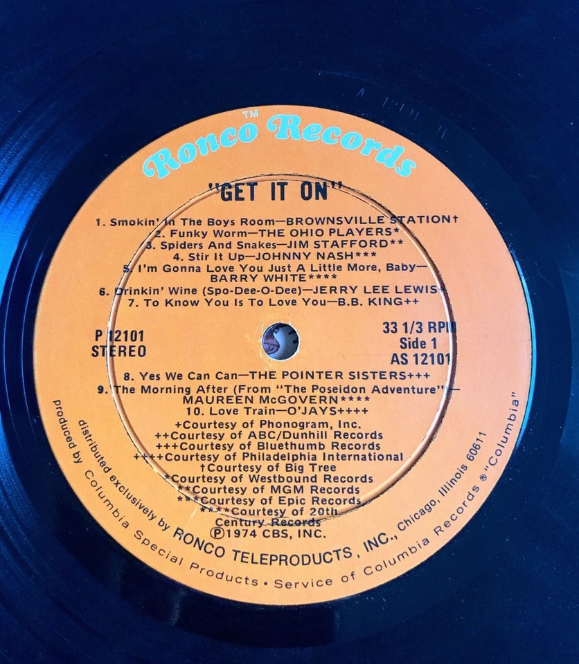 Ronco Presents Get It On 20 Original Hits As Seen On TV Vinyl LP P ...