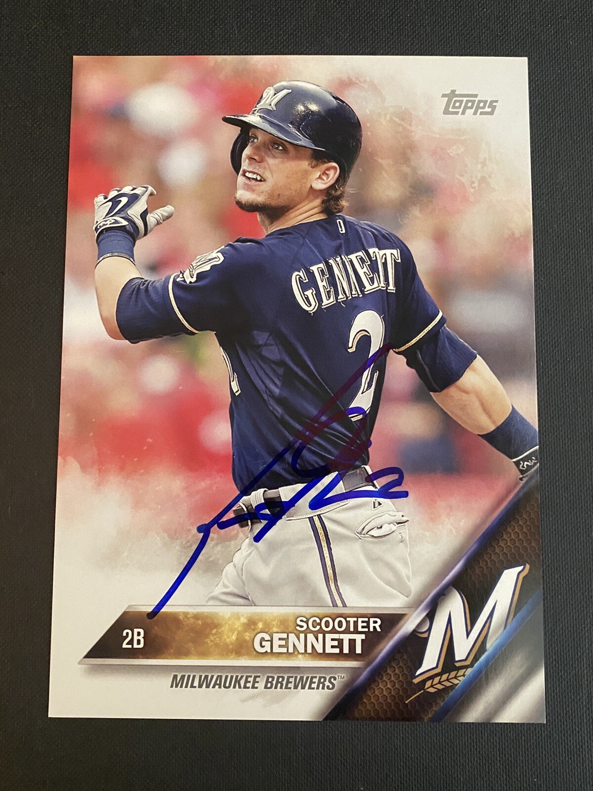 Scooter Gennett Signed Brewers 5x7 2016 Topps SGA Card Autograph Auto ...