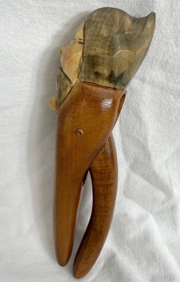 Black Forest Nutcracker Hand Carved Man Cap Wood Handheld Mustache ...