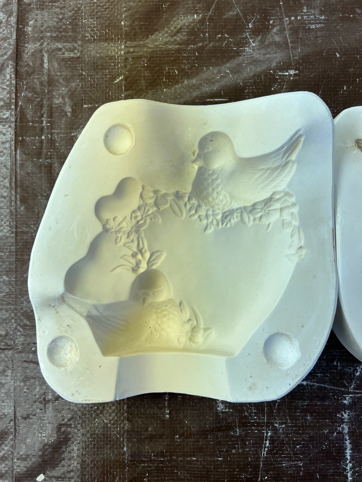 VINTAGE KIMPLE CERAMIC MOLD #1845 BIRDS/HEART 5 1/2"T | eBay