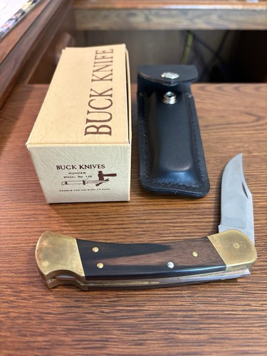 Buck 110 Folding knife W/ Leather Sheath New in Box | eBay