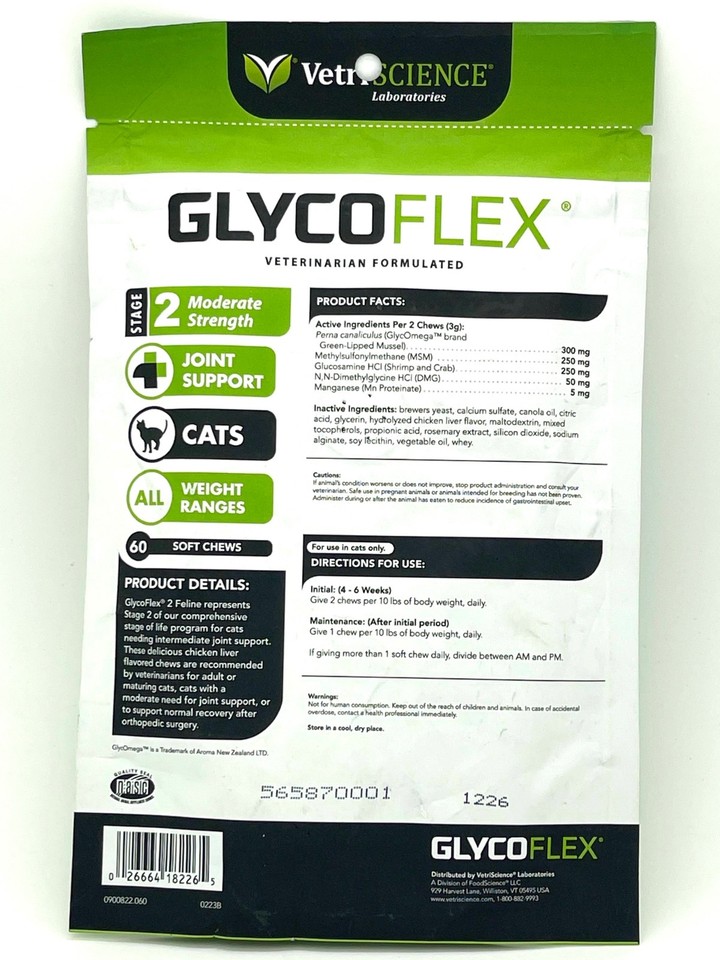 VetriScience GlycoFlex 2 Cat's Hip and Joint Health Supplement Soft ...