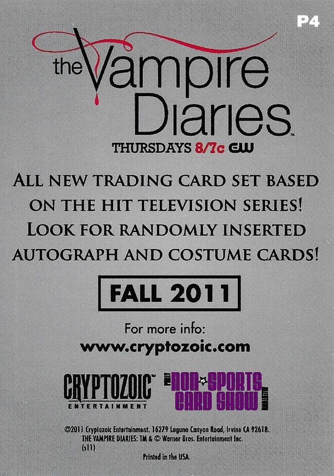 2011 Cryptozoic Vampire Diaries Trading Cards Promo Card #P4 Philly ...