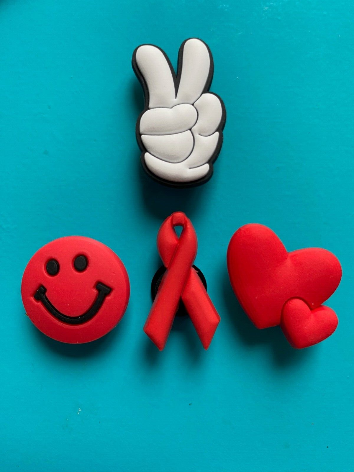 4 Shoe Charm Aids HIV Red Ribbon Heart Plug Button Accessories ...