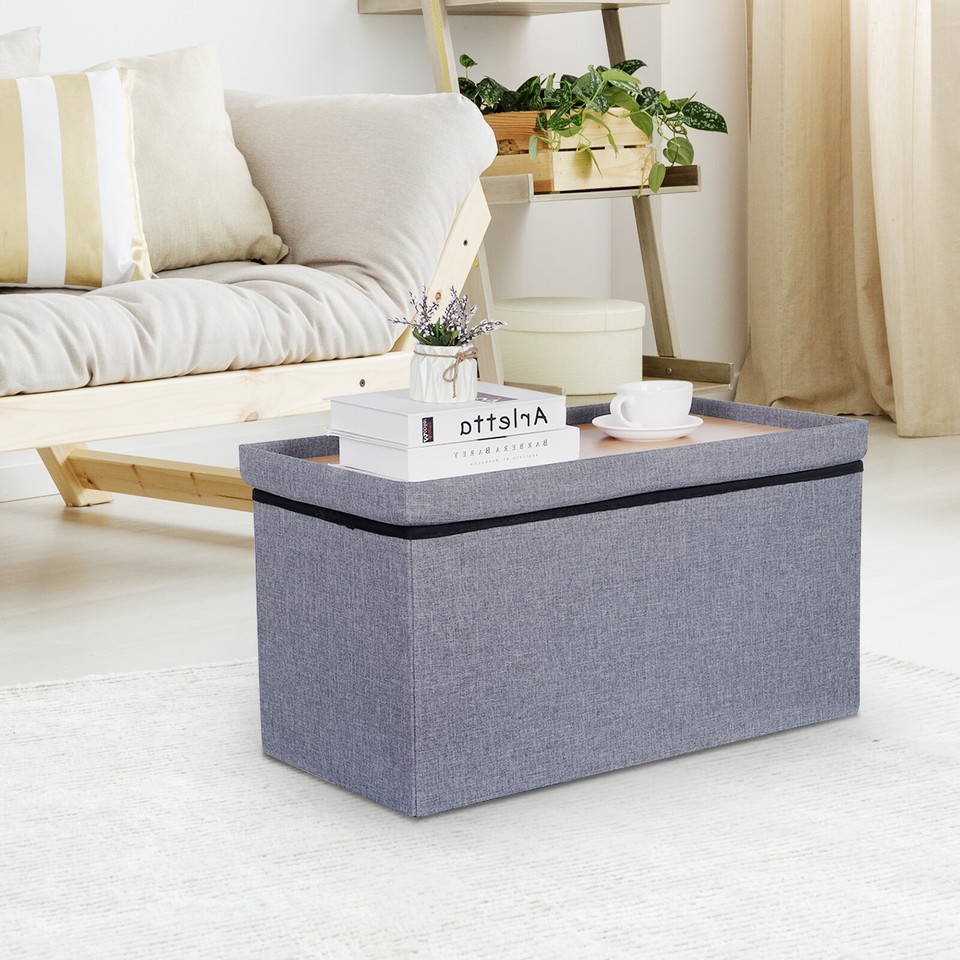 Folding Storage Ottoman Bench Chest Footrest Stool Toy Box for Living ...