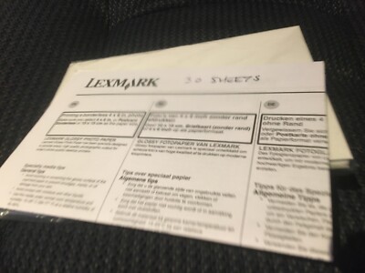 GENUINE ORIGINAL LEXMARK 30 SHEETS 4 X 6 PHOTO QUALITY GLOSSY PAPER ...