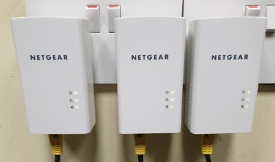 3 x Netgear PL1000 Powerline Adapters AV1000 PL1000-100UKS Gigabit ...