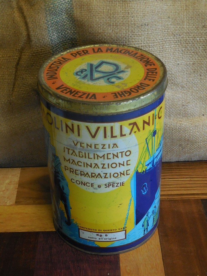 Original 1920s Italian can tin advertising for Paolini-Villani Venezia ...